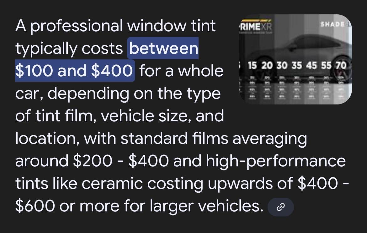 How Much Does Car Window Tinting Cost: Ultimate Price Guide 2025 ...